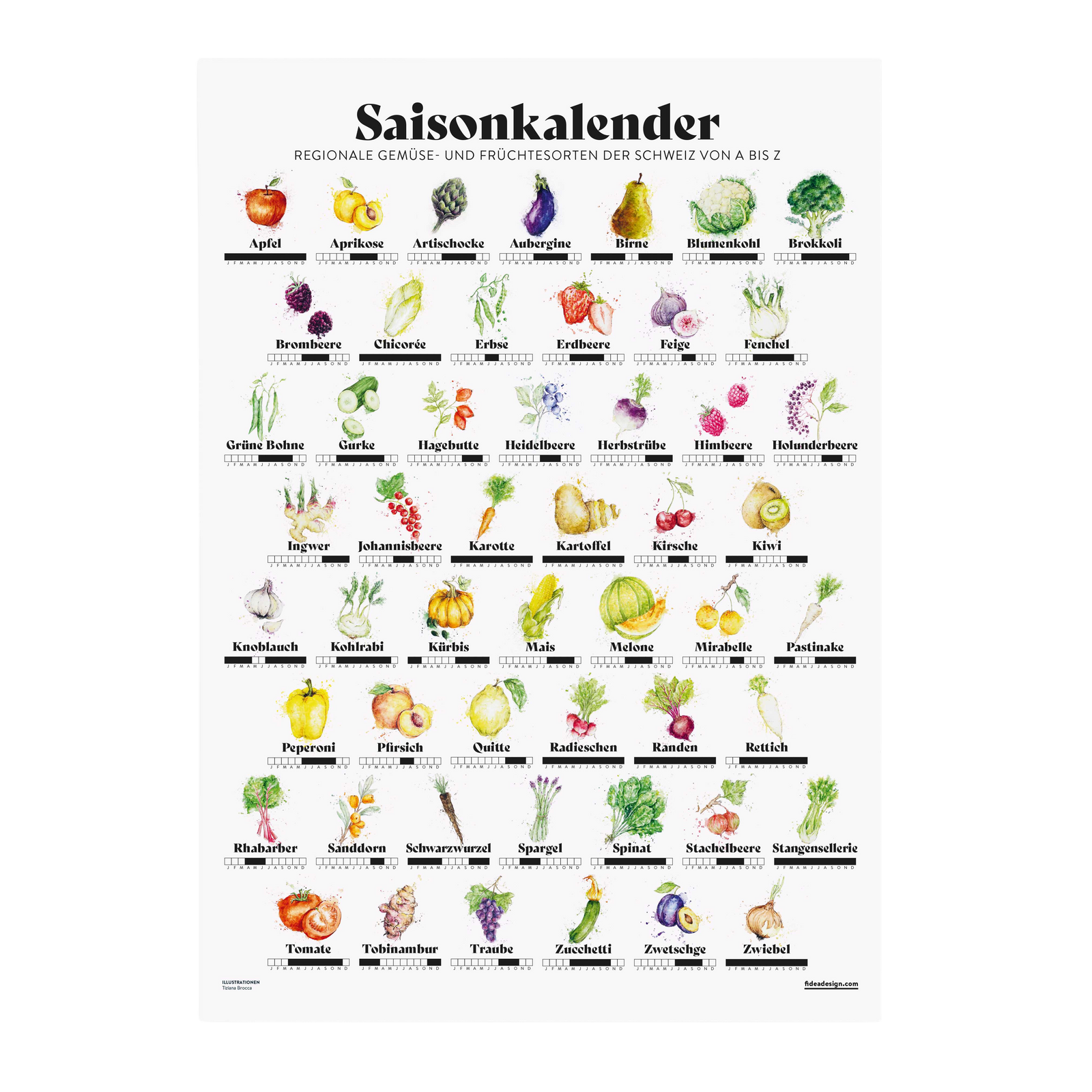 Seasonal calendar poster A3