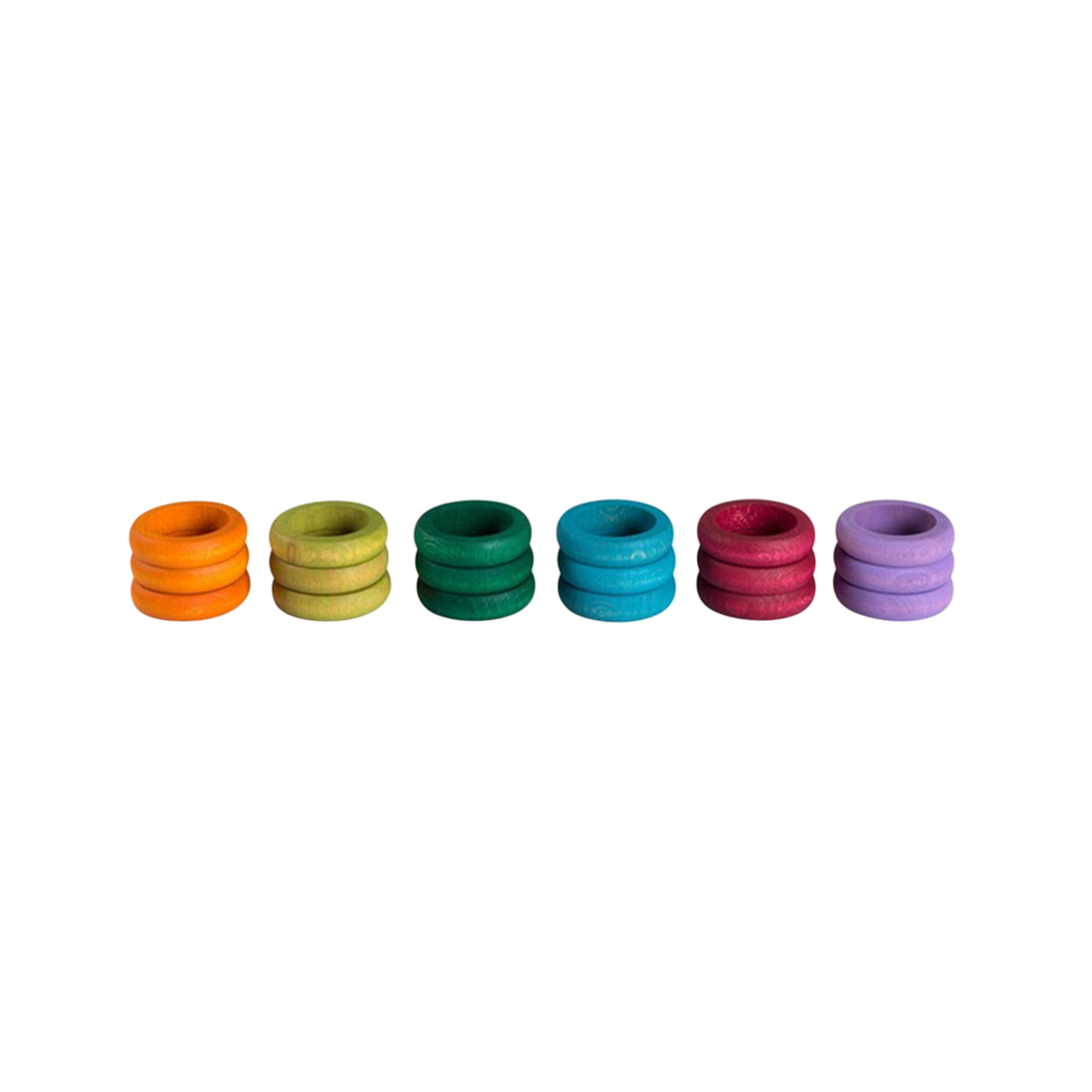 Wooden rings complementary colors 18 pieces Grapat